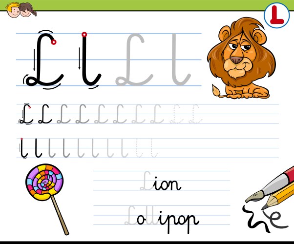 Letter c lowercase tracing practice worksheet Vector Image