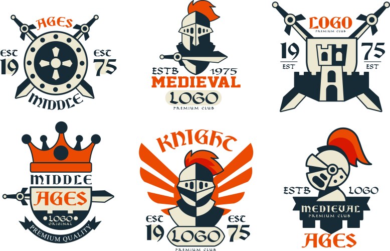 Medieval knight logo escb 1975 vintage badge Vector Image