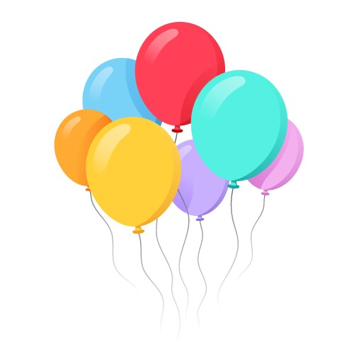 Bunch balloons in cartoon flat style isolated Vector Image