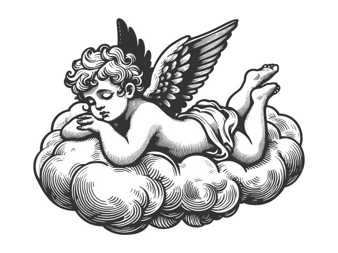 cherub tattoo clouds