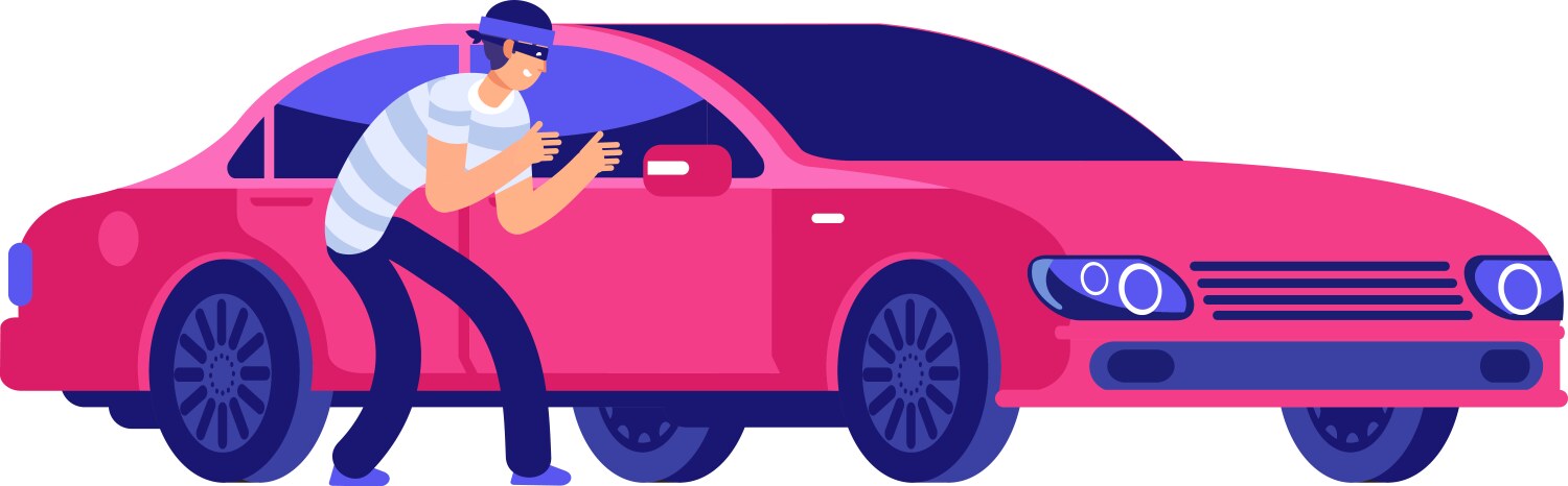 Car thief - cartoon people characters Royalty Free Vector