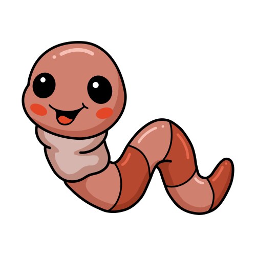 Cute little worm cartoon character Royalty Free Vector Image