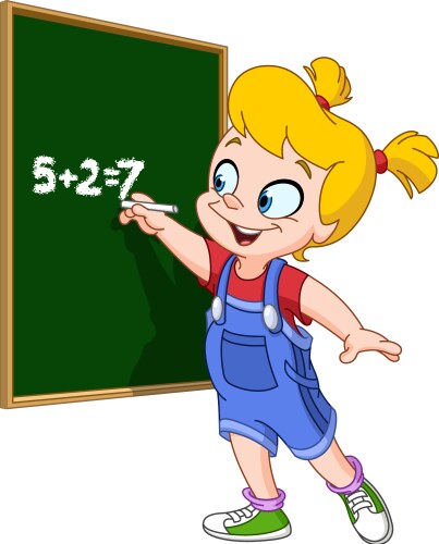 Cartoon schoolboy writing on blackboard Royalty Free Vector