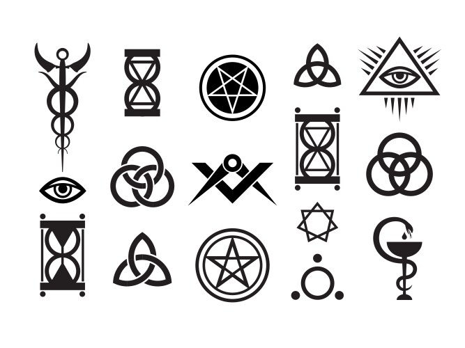 Medieval occult signs and magic stamps Royalty Free Vector