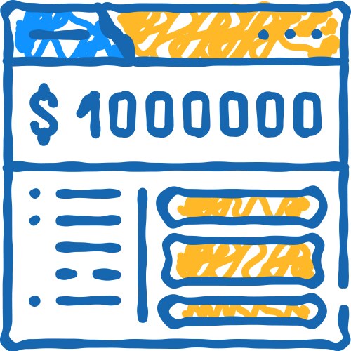 Expense growing icon doodle Royalty Free Vector Image