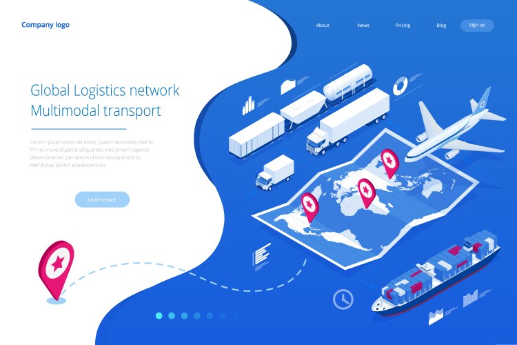 Web template banner global logistics network flat Vector Image