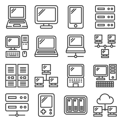 Computer hardware icons Royalty Free Vector Image