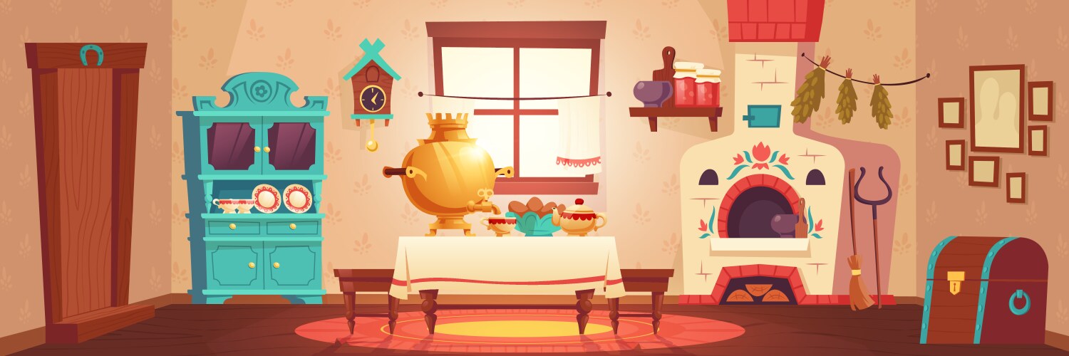 Cartoon modern kitchen interior background Vector Image