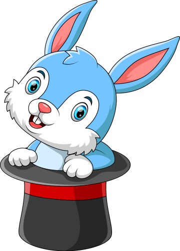 Magician pulling out a rabbit from his top hat Vector Image