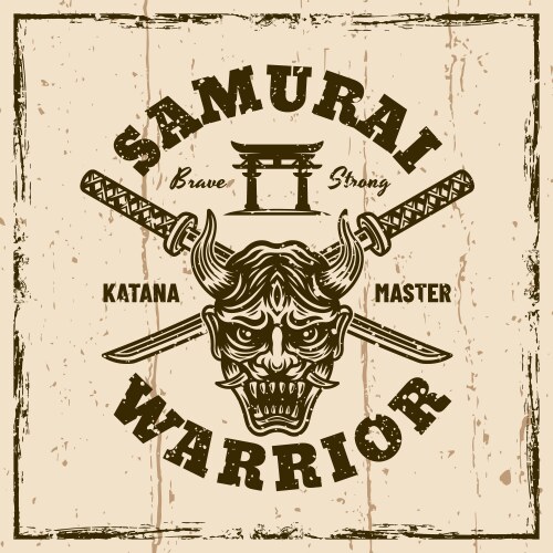 Samurai vintage emblem badge label Royalty Free Vector Image