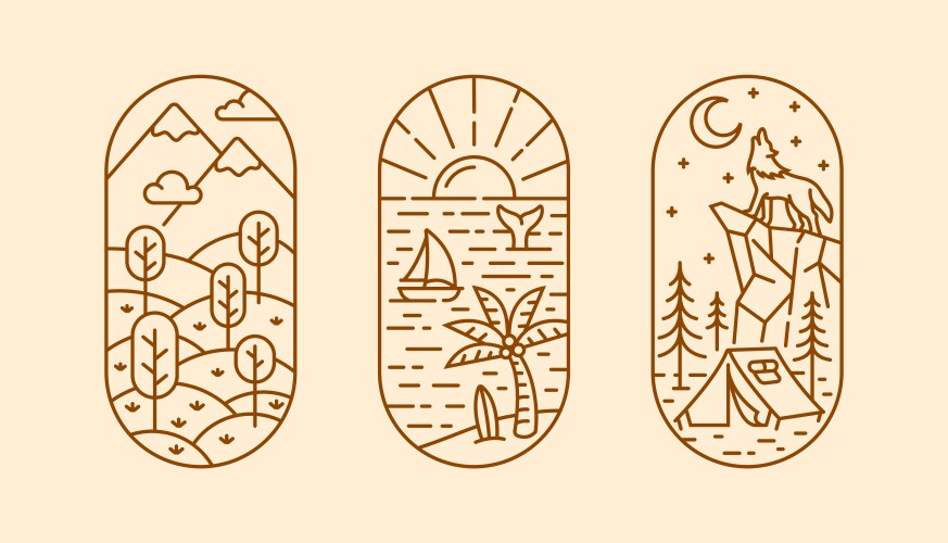 Beautiful nature line art Royalty Free Vector Image