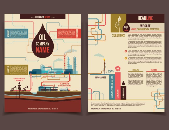 Planting tree corporate brochure flyer Royalty Free Vector