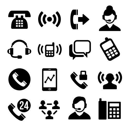 Company connection business card icon set phone Vector Image Company connection business card icon set phone Vector Image