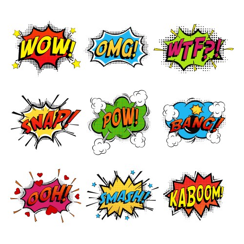 Exclamation texting comic signs on speech bubbles Vector Image
