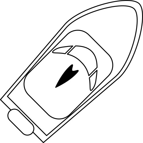 Speed Boat Symbol - White & Black Royalty Free Vector