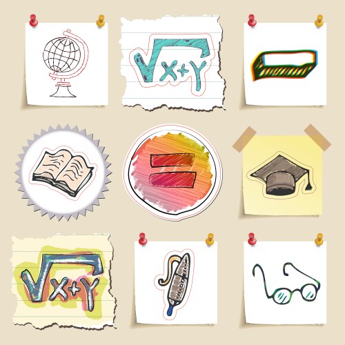 Hand drawn education emblems set isolated Vector Image