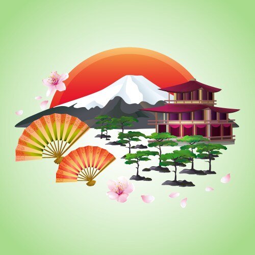 Abstract card with japanese landscape Royalty Free Vector