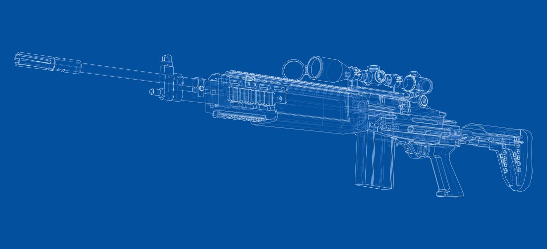 Machine Gun Drawings 3d On White Background A Military Machine Gun