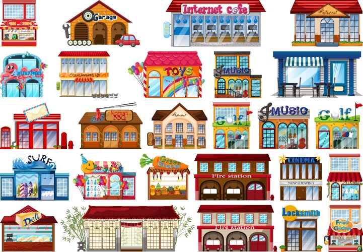 Different stores and shops icons set boutique Vector Image
