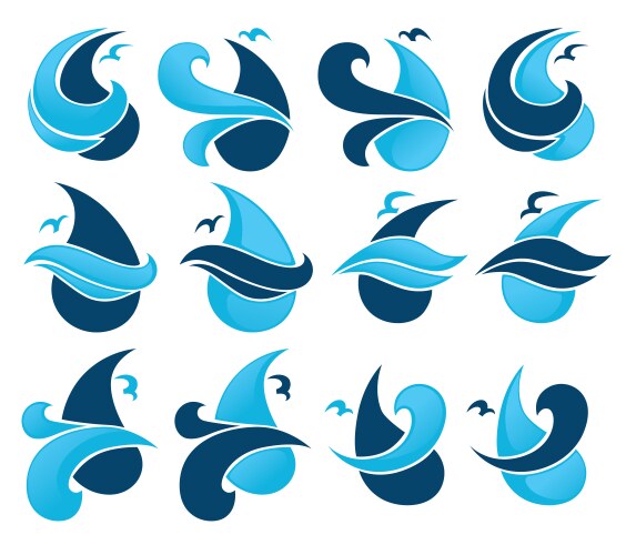 Water element symbols Royalty Free Vector Image