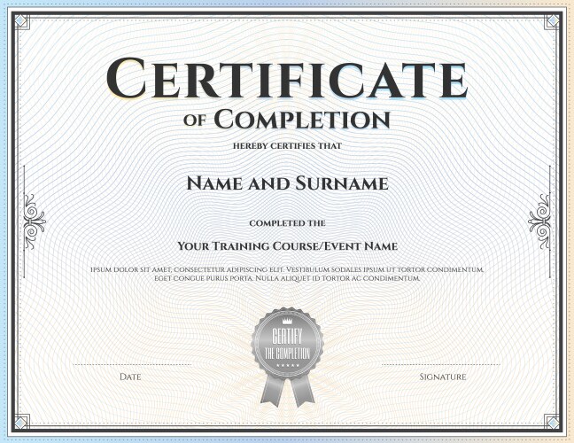 Retro Frame Certificate Design Template Royalty Free Vector