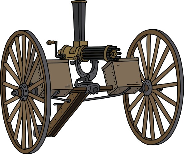 Old gatling machine gun Royalty Free Vector Image