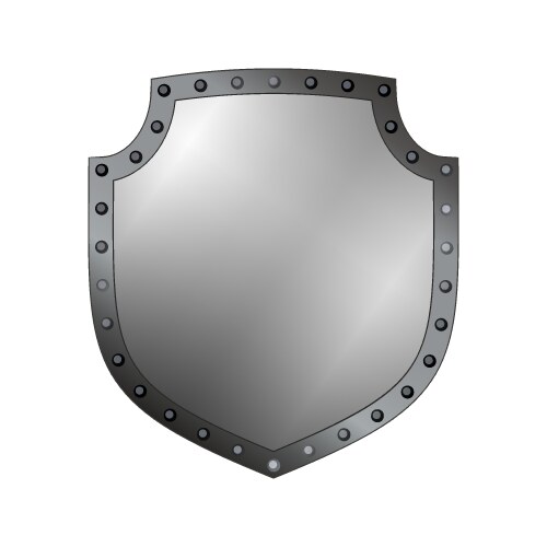 Silver shield shape icon 3d gray emblem sign Vector Image