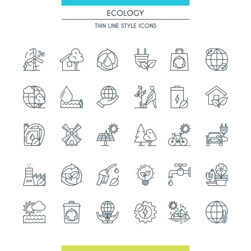 Permaculture infographics linear icons collection Vector Image