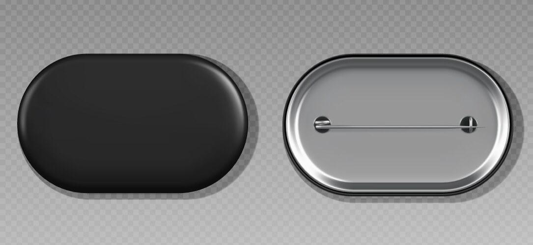 Black pin badge mockup top and bottom view Vector Image