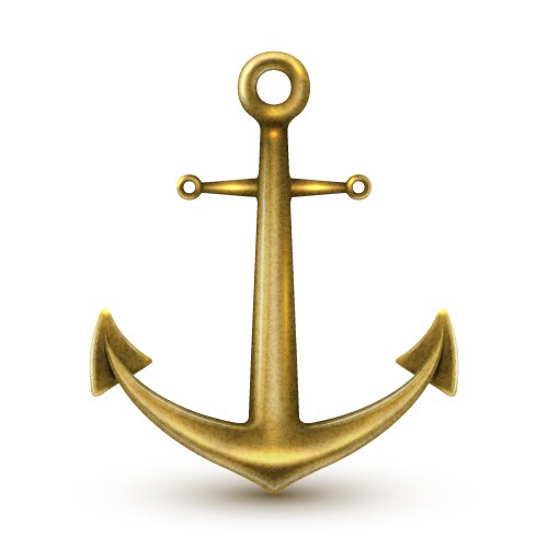 Realistic 3d detailed anchor and rope Royalty Free Vector