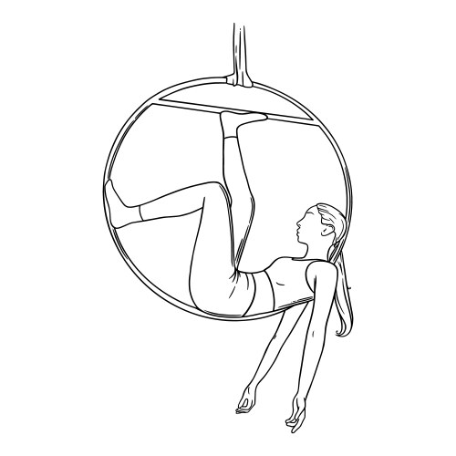 Circus acrobat on trapeze sketch engraving Vector Image Circus acrobat on trapeze sketch engraving Vector Image