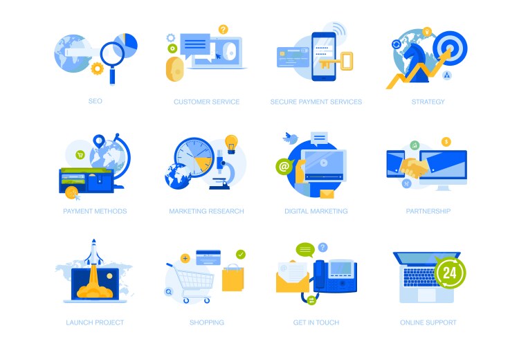 Flat Design Concept Icons Collection Royalty Free Vector