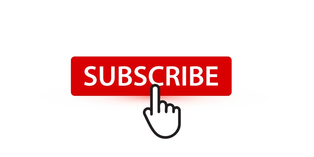 Red subscribe button with mouse pointer Royalty Free Vector
