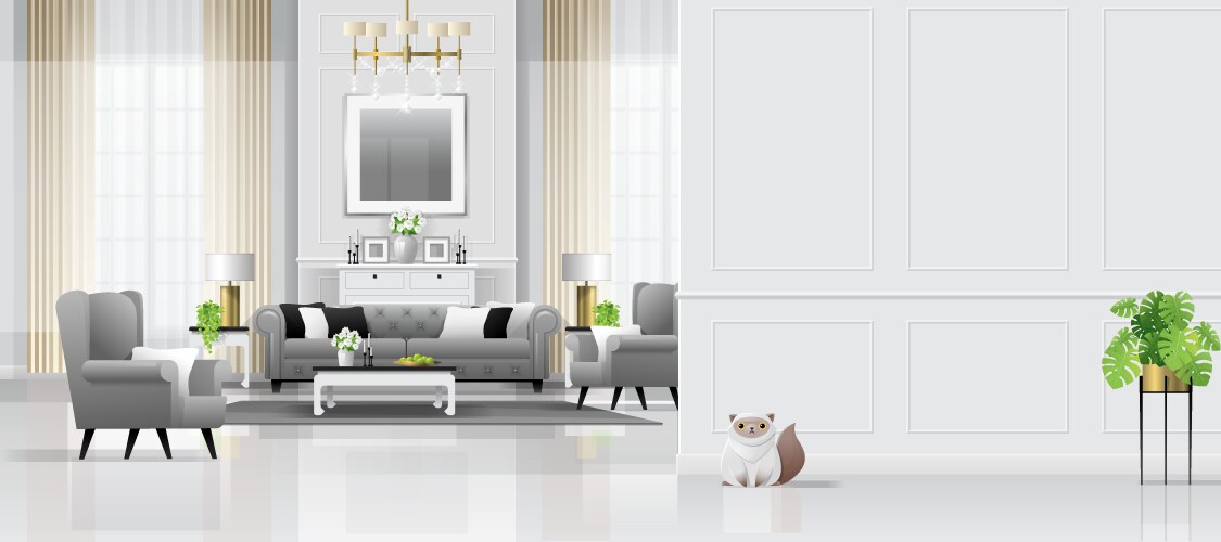 Realistic living room interior background Vector Image