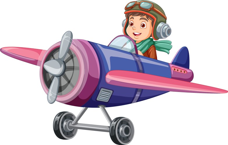 Military jet plane cartoon with pilot Royalty Free Vector