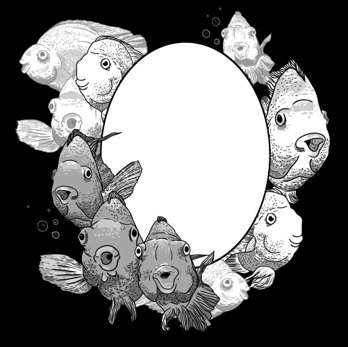 Monochrome girl with fish Royalty Free Vector Image