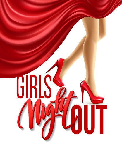Girls night out neon lettering on brick wall Vector Image