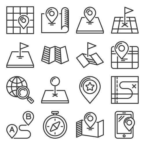 Map icon set Royalty Free Vector Image - VectorStock