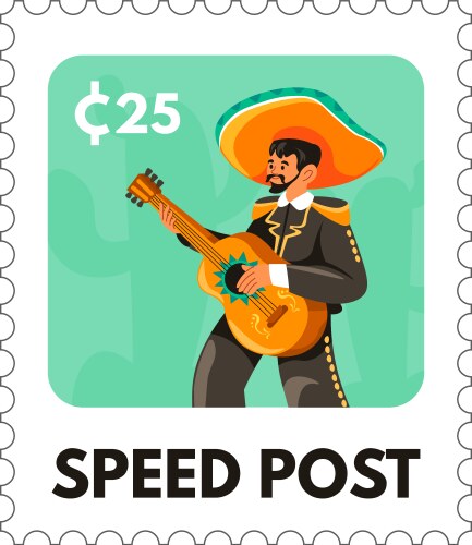 Traditional dancer speed post stamp Royalty Free Vector