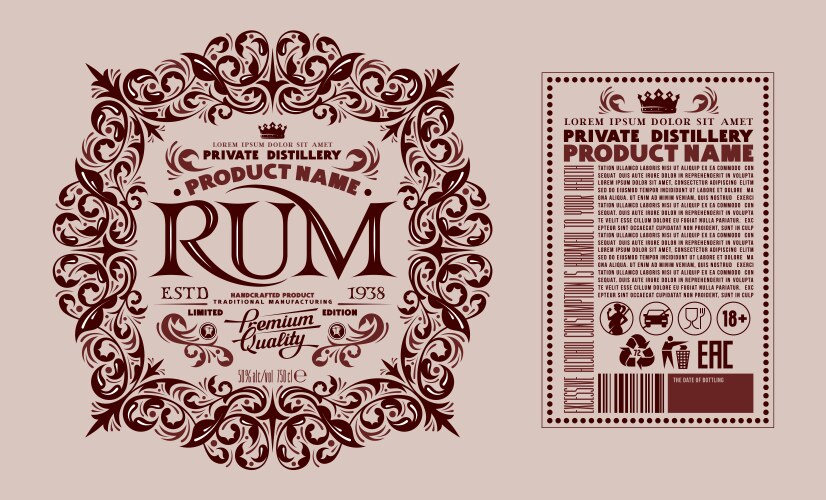 Template label for rum Royalty Free Vector Image