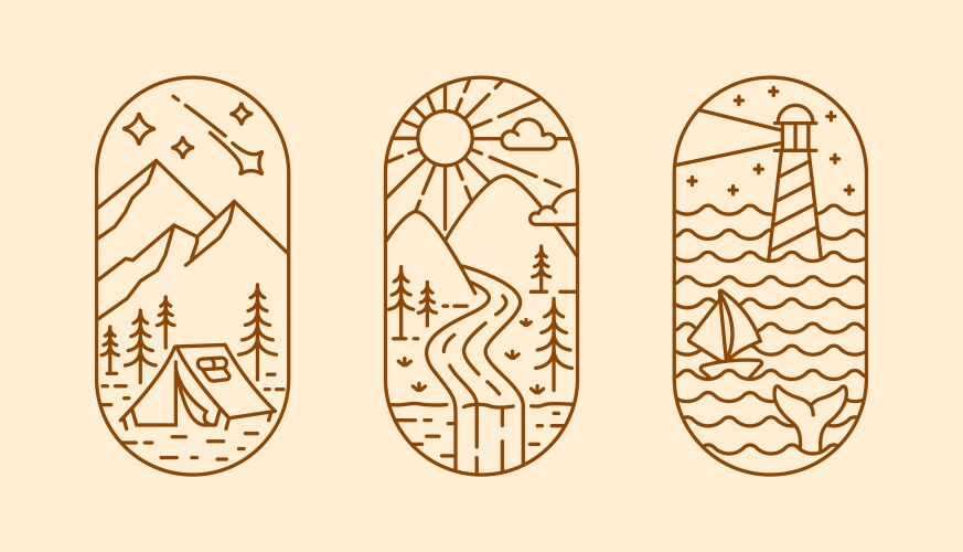 Beautiful nature line art Royalty Free Vector Image