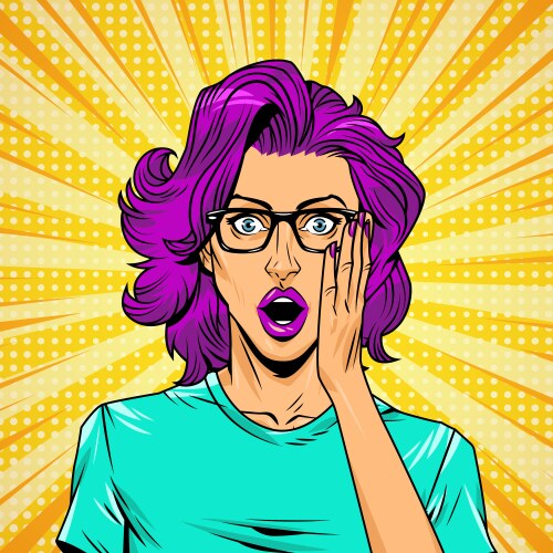Comic beautiful surprised woman Royalty Free Vector Image