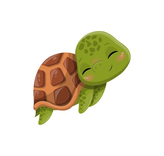 Cute cartoon turtle on a white background Vector Image