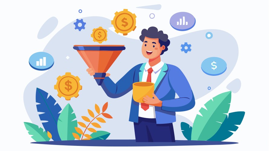 Sales funnel conversion Royalty Free Vector Image