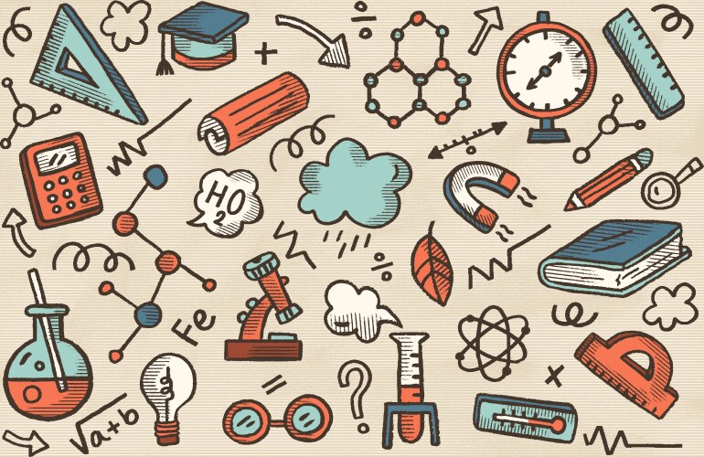 Hand drawn science education background Royalty Free Vector