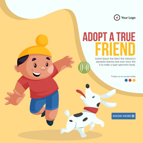 Adopt a true friend flyer design Royalty Free Vector Image
