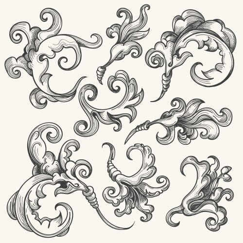 Floral filigree design element set Royalty Free Vector Image