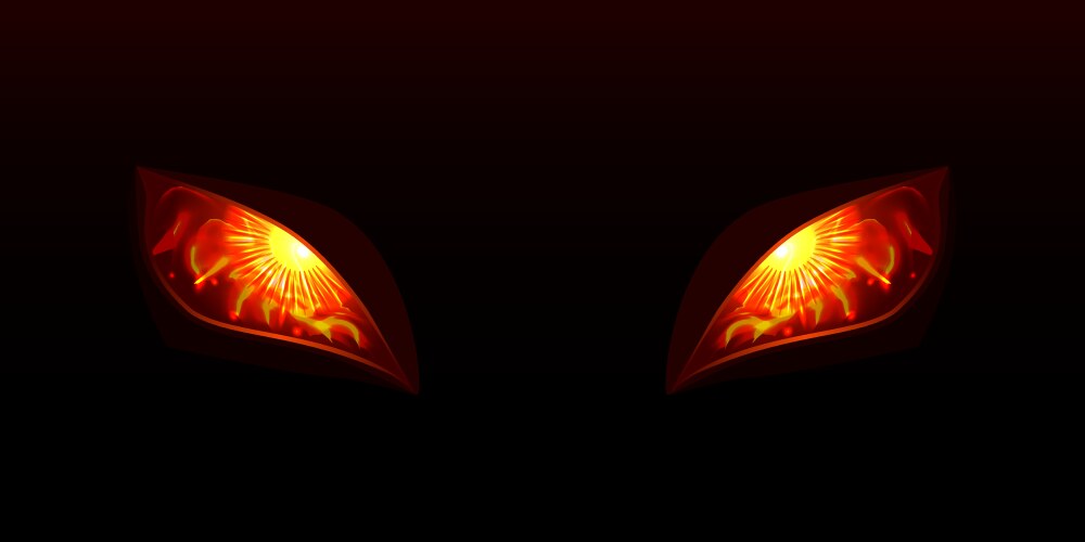 Red evil eyes on black background Royalty Free Vector Image