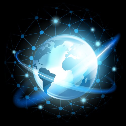 Universe connected digital planet web map Vector Image