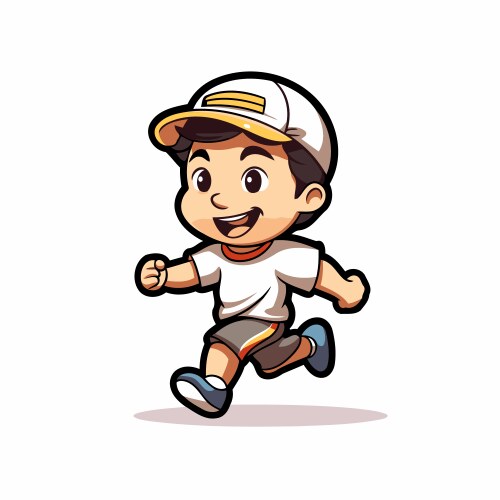 Boy running cartoon isolated on a white Royalty Free Vector